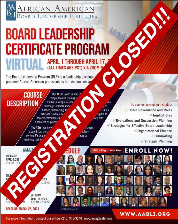 AABLI – African American Board Leadership Institute – Strengthening organizations through ...