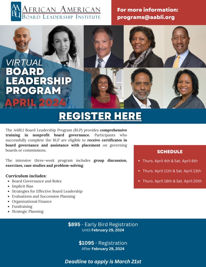 Board Leadership Program | AABLI - African American Board Leadership ...